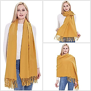 vimate Wool Cashmere Scarfs for Women, Yellow/Gold Soft Woolen Pashmina Cashmere Shawls and Wraps for Winter (Mustard)