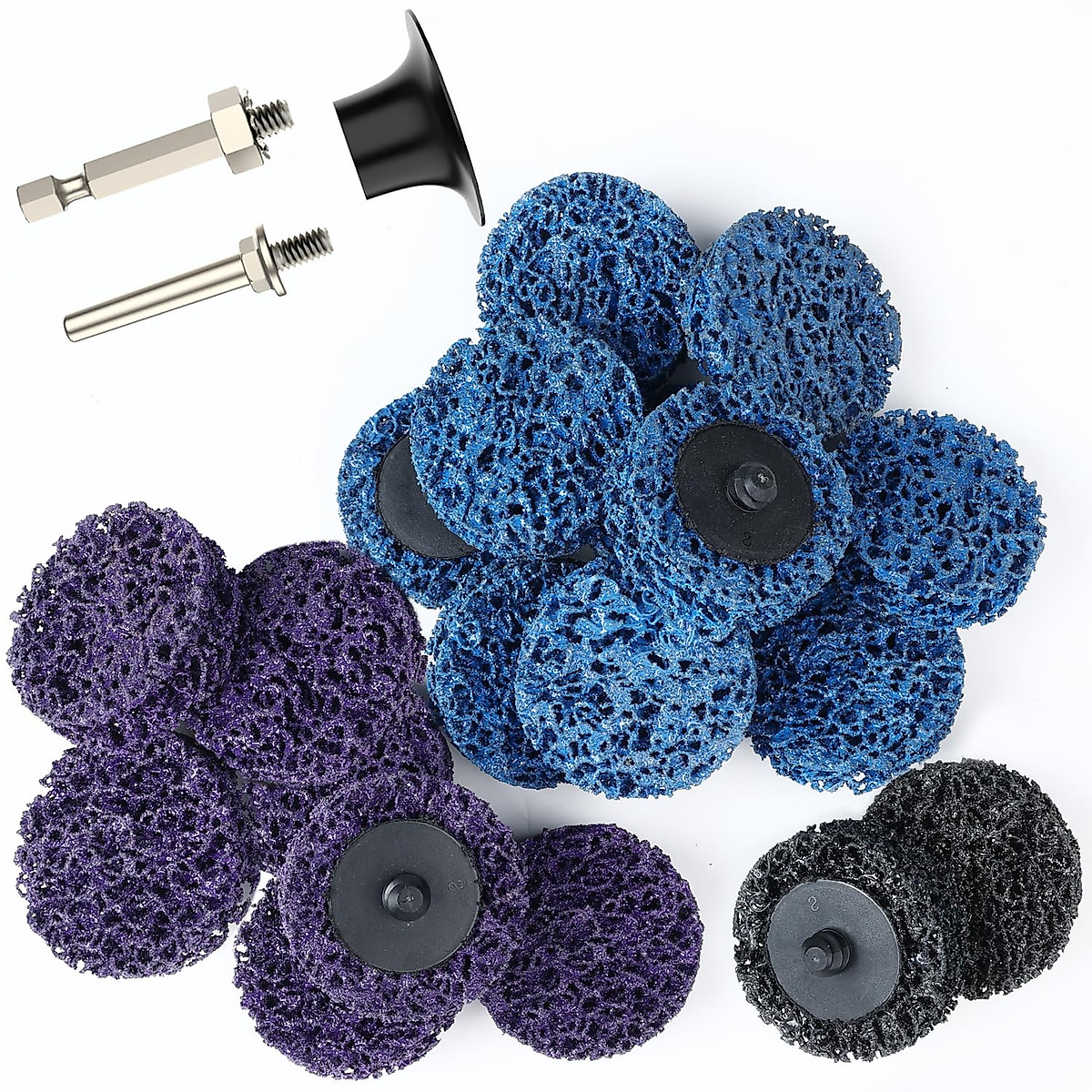 TSOAPX 21PCS Quick Change Easy Strip Discs Set, 2 Inch Sanding Discs with 1/4" Disc Pad Holder for Die Grinder Surface Strip Grind Polish Paint Rust and Oxidation Cleaning Removal