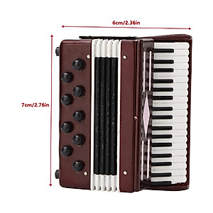 6CM Mini Accordion Model, Miniature Wooden Accordion Model Music Instrumental Model with Delicate Box for Home Decor Music