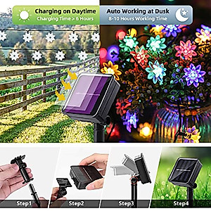 ITICdecor Solar Flower String Lights Outdoor Waterproof 50 LED Upgraded Flower Fairy Light for Garden Fence Patio Yard Christmas Tree Lawn Party (Multi-Colored)