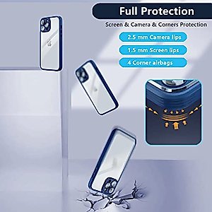 Penekin for iPhone 13 Pro Max Case, Military Grade Drop Protection Design for iPhone 13 Pro Max Case Clear with Screen Protector and Built in Camera Lens Protector (Blue)