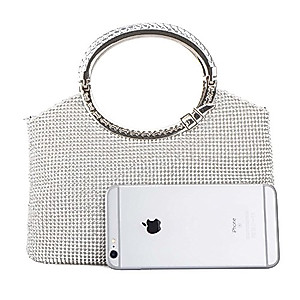 BAGLAMOR Women's Handbag Crystal Rhinestone Bag Evening Bags Wedding Clutch Purse (Silver #1)
