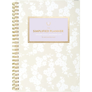 2024 Simplified by Emily Ley for AT-A-GLANCE® Weekly/Monthly Planner, 5-1/2" x 8-1/2", Cream Blossoms, January to December 2024, EL19-200