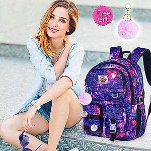KLFVB Laptop Backpack for Girls, 15.6 Inch Cute Tie Dye College Bookbag, Anti Theft Water Resistant Large Computer School Bag for Teens Women Students - Purple