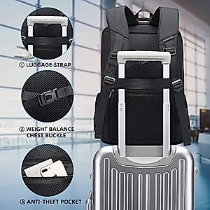 BANGE Travel Backpack, Business Durable Laptops Backpack with USB Charging Port, Computer Backpack for Men & Women Fits 15.6 Inch Notebook