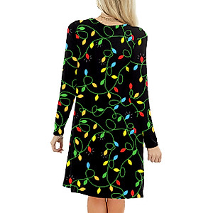 Christmas Light Dress for Women Ugly Holiday Party Winter Dresses M