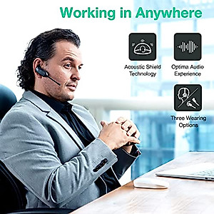 Yealink WH63 Wireless Headset with Microphone UC Optimized Noise Canceling Mic for Office IP VoIP Phones PC Computer Headset with Charge Stand (UC Optimized) (WH63-MT)