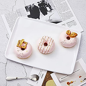 N9R 10Pcs White Plastic Serving Trays - 11“ x 8“ Rectangle Serving Platters with 10Pcs Butcher Paper - Tray Decor, Food Tray for Party