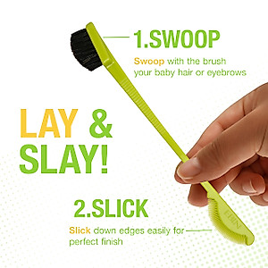 EBIN NEW YORK 24 Hour Edge Tamer Brush 2-in-1 Brush & Comb 3pack – Swine Bristle, Dual-ended, No Flaking, Styling Tool | Regular, Hard, Extreme