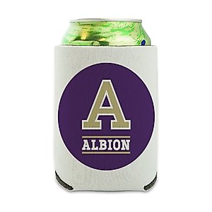 Albion College Primary Logo Can Cooler - Drink Sleeve Hugger Collapsible Insulator - Beverage Insulated Holder