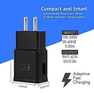 Adaptive Fast Charging Wall Charger and 5-Feet USB Type C Cable Kit Bundle Compatible with Samsung Galaxy S23/S22/S21/S20/S10/S9/S8/Note 20/Note 10/Note 9/Note 8 & Other Smartphones (Black) (1-Pack)