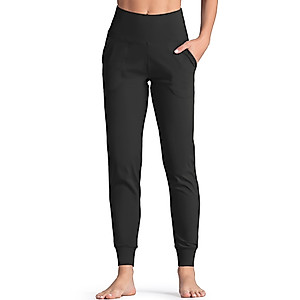 Wjustforu Joggers for Women High Waist Active Sweatpants, Women's Lounge Sweatpant with Pockets ((Small, Black)