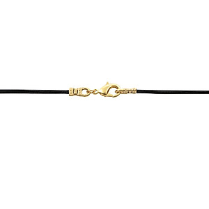 DragonWeave Gold Plated 1.8mm Fine Black Leather Cord Necklace - 18 inches