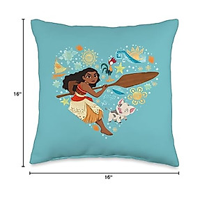 Disney Princess Moana Hei Hei Pua Collage Heart Throw Pillow