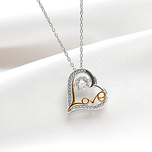 To My Beautiful Daughter,Sterling Silver Heart Necklace, Necklaces For Daughter From Dad Or Mom, Mother Daughter Necklace, Gold heart is triple plated in 14K gold., Cubic Zirconia