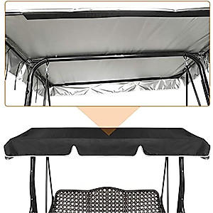 BTURYT Outdoor Sunproof Patio Swings with Canopy 210D Oxford Fabric,Patio Swing Canopy Waterproof Top Cover,Replacement Canopy Cover for 2/3-Seater-Swing-(top Cover + Chair Cover)