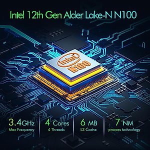 Trycoo WI-6 Mini PC, Intel 12th Gen N100 Mini Computer,16GB DDR4 RAM 512GB SSD,Triple 4K Display/2*USB3.0/WiFi/Bluetooth/Full Function Type-C/Gigabit Ethernet/Support 64GB RAM and 2TB SSD Extensions