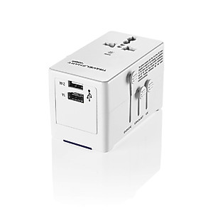 Conair Travel Plug Adapter with 2 USB Ports, Universal Plug Adapters for Worldwide Travel by Travel Smart