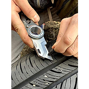 Excel Blades Revo Folding Pocket Utility Knife - Aluminum Body Heavy Duty Box Cutter with Holster, Anti-Slip Finger Loop Design Grip, Quick Change Blades and 3 Lock Positions Design, Black