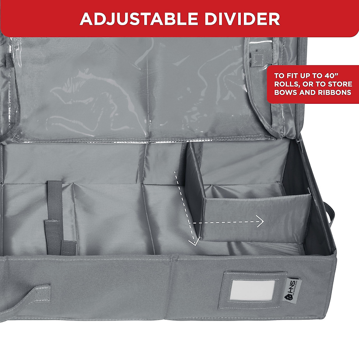 Premium Wrapping Paper Storage Container -Durable Material 600D tear-proof - Fits up to 27 Paper Rolls -Extra Pockets for Ribbons & Bows. Underbed Gift Wrap Organizer, Ideal for Holiday Christmas, etc