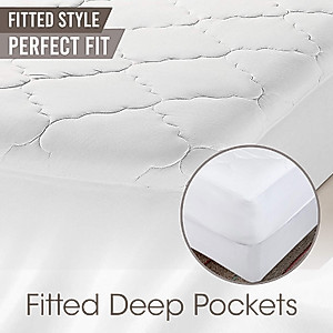 Micropuff Fitted Mattress Pad - Full XL Size Mattress Pad - Soft and Comfortable Fitted Mattress Protector - Mattress Cover Stretches up to 12 Inches Deep - Easy to Wash
