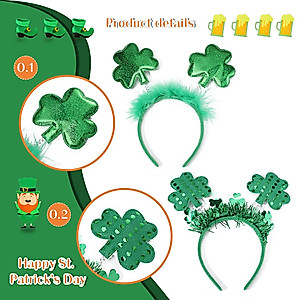 DRESBE St. Patrick's Day Headbands Green Shamrock Clover Headband Festival Costume Accessories for Women and Girls(Pack of 2) (A)