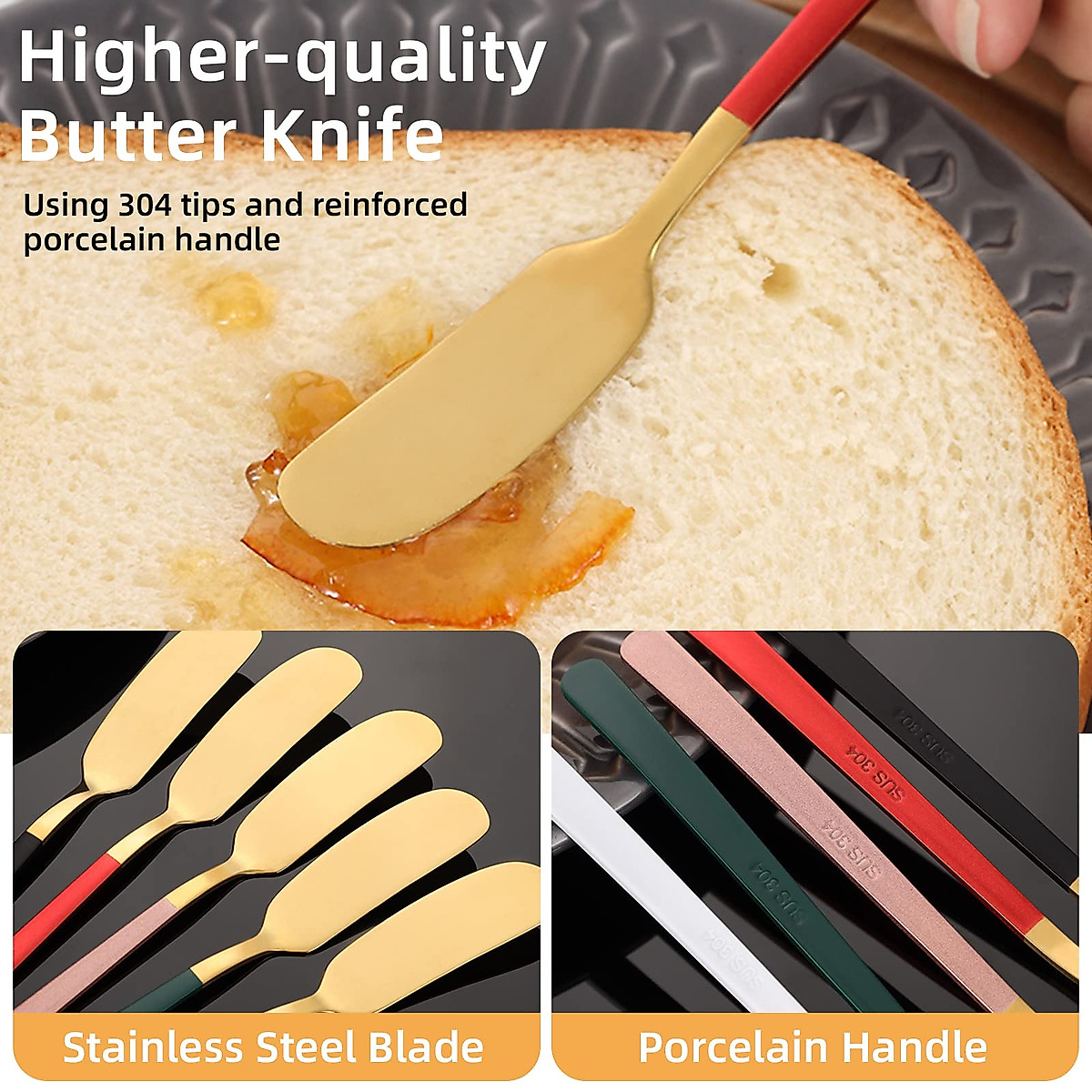 Butter Knife Stainless Steel Cheese Knife Household Butter Spatula, Jam and Dessert Small Scraper，Cheese Butter Spreaders (5Pcs Color mixing)