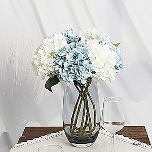 Kisflower 6Pcs Blue Flowers Silk Hydrangea Artificial Flowers Realistic Hydrangea Flowers Bouquet for Wedding Party Office Home Decor (Blue)