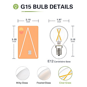 LUMILECT G16.5 LED Bulb E12 G16 1/2 Round LED Candelabra Bulb 25W Equivalent, Soft Warm White 3000K AC120V 200lm 2W G50 LED Globe Bulbs for Ceiling Fan,Chandelier,Vanity Light Bulb, 6 Pack
