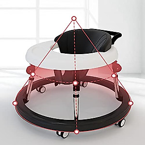 Baby Walker with Wheels, 5 Height Activity Center with Mute Wheels Anti-Rollover Adjustable Foldable Baby Walkers for Boys and Girls from 6-18 Months with Footrest