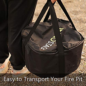 Patented Bonfire Fire Pit with Stainless Barbecue Grill and Portable Carrying Storage Bag, Smoke-Free Firepit Bowl for Wood Pellet with Stand for Outdoor Campfire Flame or BBQ on Patio Garden Backyard