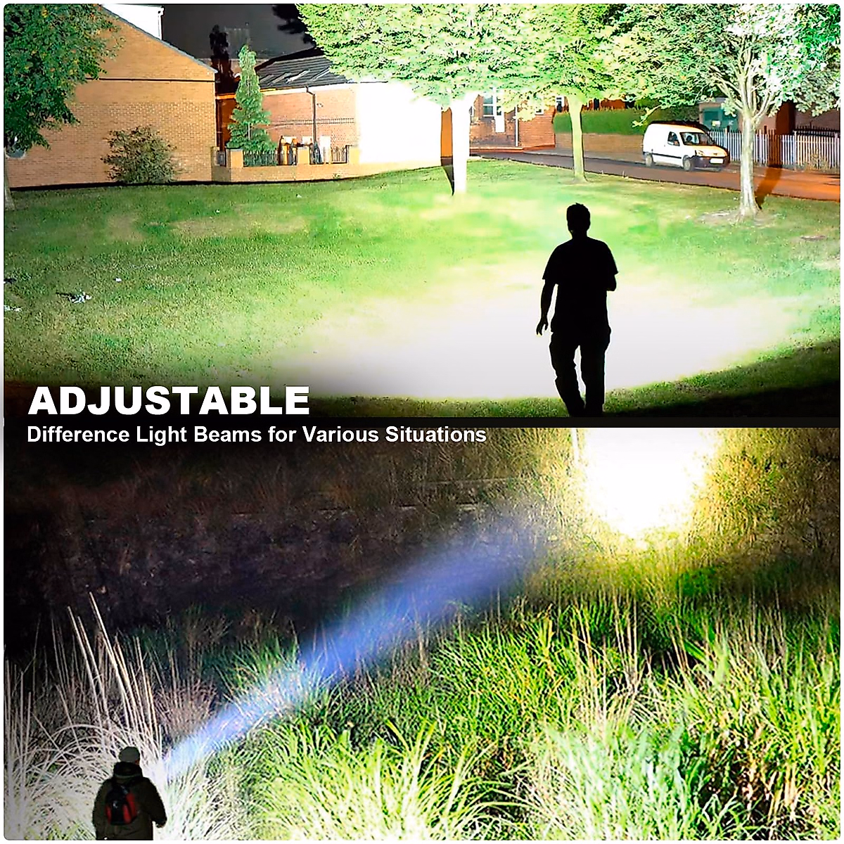 ALSTU Rechargeable Flashlights High Lumens, 900000 Lumens Super Bright Flashlight with 5 Modes & Power Display, IPX7 Waterproof Flash Light for Outdoor, Camping, Hiking