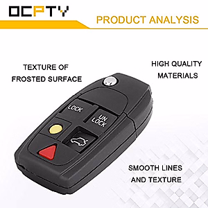 OCPTY 1X Uncut Keyless Entry Remote Key Fob Shell Replacement for Volvo S60 S80 V70 XC70 XC90 S80 S60 V70 XC70 XC90 LQNP2T-APU