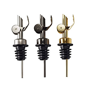 Olive Oil Dispenser Bottle for Kitchen, Coffee Syrup Dispenser w. Weighted Pourer, Glass Bottle Dispenser for Kitchen, Olive Oil Cruet, Glass Olive Olive Bottle | Set of 2 (Gold)