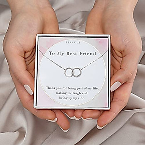 Suavell Best Friend Necklaces. Interlocking Circles, Sterling Silver Silver Chain Necklace. Open Circle Necklace for Women. Friend Gifts for Women, Birthday Gifts for Women, Soul Sisters, Gift Ideas