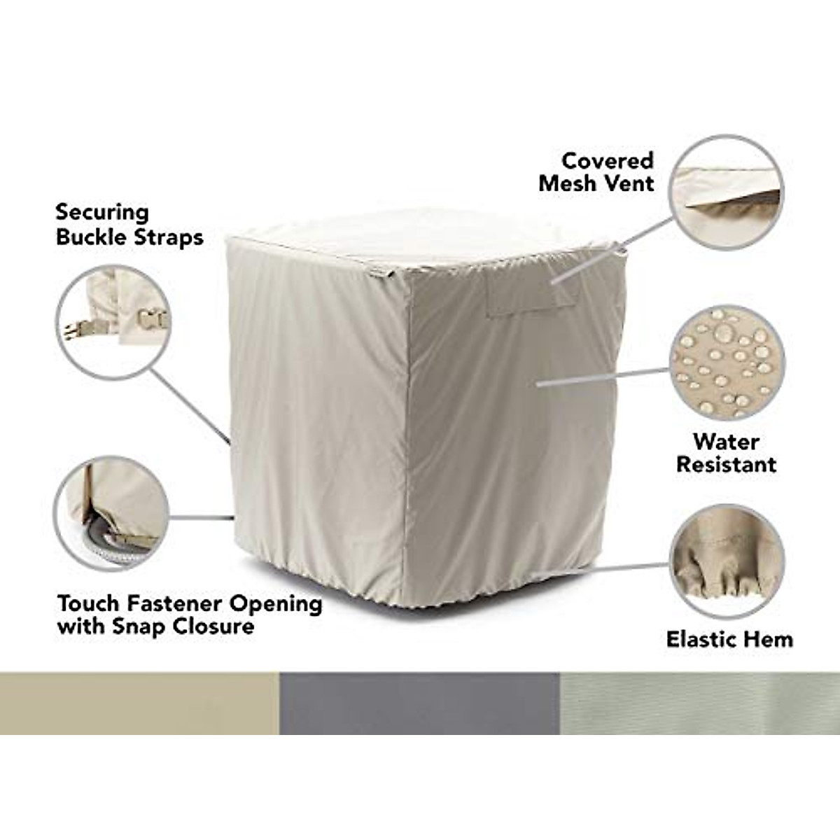 Covermates Air Conditioner Cover - Light Weight Material, Weather Resistant, Elastic Hem, AC & Equipment-Khaki