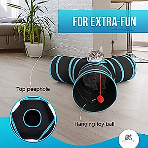 Pop Up Cat Tunnel Toy – Durable, Tear-Resistant Pet Tunnel for Cats, Rabbit Tunnel & Kitty Tube – Space-Saving Cat Tunnels for Indoor Cats with Hanging Ball & Peekaboo Hole