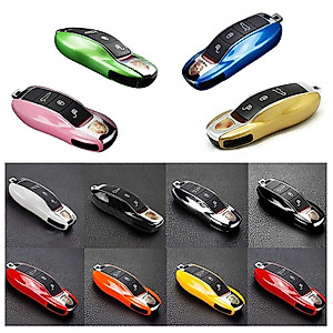 Xotic Tech White Smart Remote Key Fob Protector Cover Shell Case Holder Compatible with Porsche Boxster Cayenne Panamera Cayman Macan Carrera 911 991 918 Spyder(Fits 3 Button)