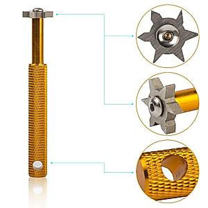 HIFROM Groove Sharpener with 6 Heads - Golf Club Groove Sharpener Re-Grooving Tool and Cleaner Replacement for All Irons Pitching Sand Lob Gap and Approach Wedges and Utility Clubs Gold Color