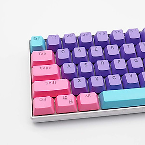 WHYSP 61 PBT Keycaps for 60 Percent Keyboard, Backlit Keycap Set for Mechanical Gaming Keyboard OEM Profile Blue Keycaps with Key Puller for Cherry MX Switches (Peach)