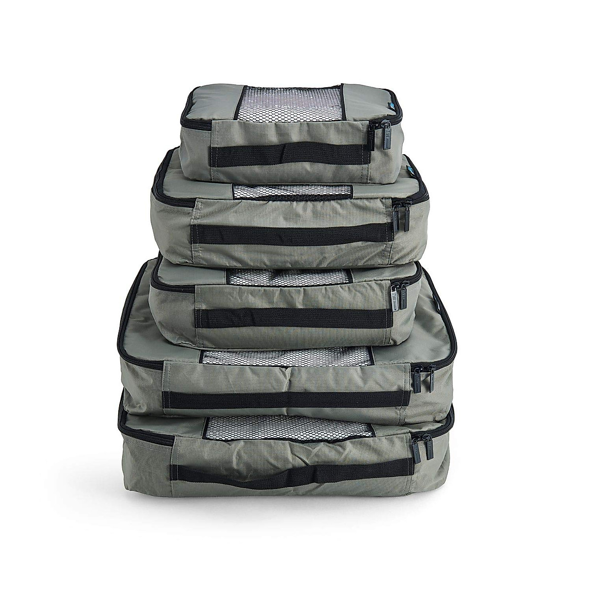 TravelWise Luggage Packing Organization Cubes 5 Pack, Silver, 2 Small, 2 Medium, 1 Large