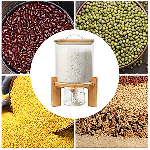 5L Grain Storage Rice Dispenser Cereal Container Flour Container Rice Holder Rice Storage With Valve Grain Dispenser Bean Oatmeal Flour Container Dry Goods Dispensers Creative Glass Food Storge