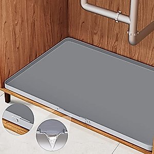 77L Under Sink Mats for Kitchen Waterproof, 34" x 22" Silicone Under Kitchen Sink Mat, Under Sink Mat Liner Protector for Kitchen Bathroom Cabinets, Easy to Clean and Hold up to 3 Gallons Liquid -Grey
