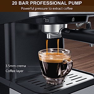 ICUIRE Espresso Machine with Milk Frother, 20 Bar Coffee Machine, 1.5L/50oz Removable Water Tank, 1050W Semi-Automatic Espresso/Latte/Cappuccino Machines for Home Barista, Office