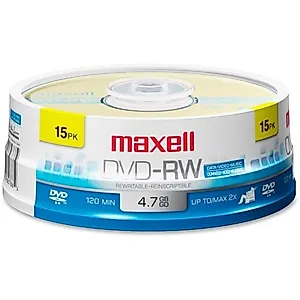 Maxell 2x DVD-RW Media - 4.7GB - 15 Pack