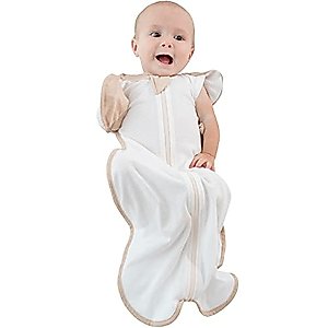 CCOCCOZAM Swaddle, Organic, Air mesh, White, Medium, 3-6 momths, 13-19 lbs, Transition Baby Sleep Sack Allow Your Baby to Sleep in a Preferred up-arm Position, Designed for Free Hand Movement