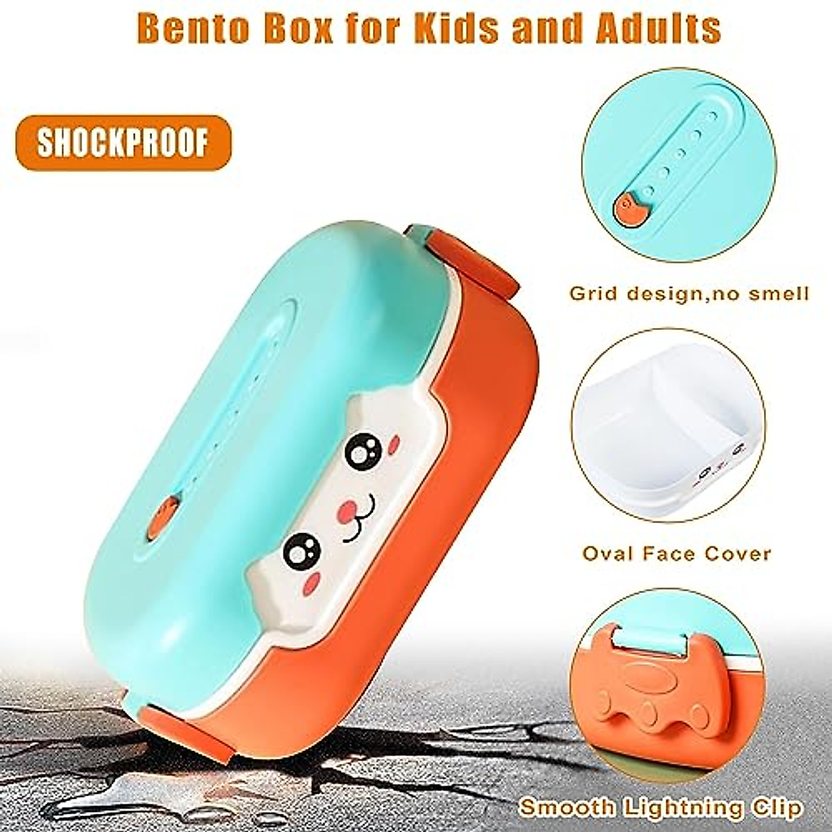Bento Lunch Box for Kids - Food & Snack Container for Kids & Adults - Dishwasher & Microwave Safe | BPA & PVC Free | Leakproof | loncheras para niños (MIXCOLOR-A)
