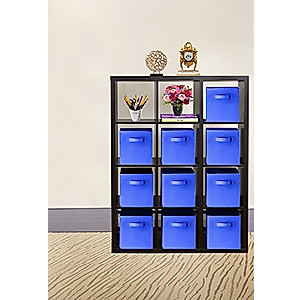 [10-Pack,Blue] Foldable Storage Cubes with Dual Handle Shelves Baskets Bins Containers Home Decorative Closet Two Handles Organizer Household Fabric Cloth Collapsible Box Toys Storages Drawer