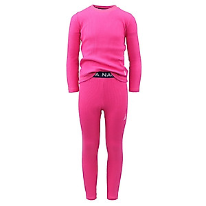Nautica Girls' 2-Piece Shirt & Pants Base Layer Long Johns Waffle Thermal Underwear Set (Fuchsia, 4)