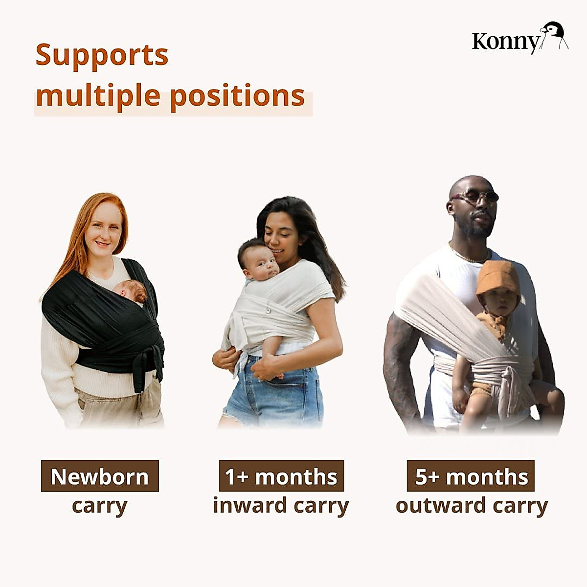 Konny Baby Carrier Elastech Luxury Carrier Wrap, Easy to Wear Baby Wrap Carrier, Perfect Essentials Cloths for Newborn Babies up to 44 lbs, (Lavender, L)